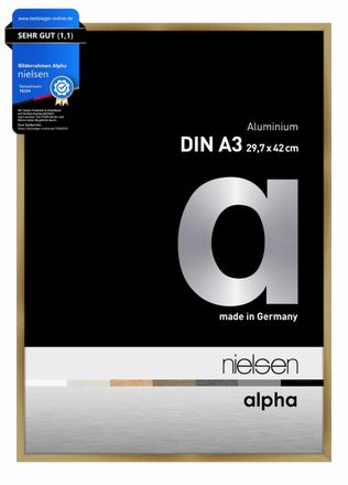 Nielsen Design Bilderrahmen, 29,7 x 42 cm (A3), Aluminium, Amber matt, Posterrahmen zum Aufh&auml;ngen im Hoch- & Querformat, Echtglas, Alpha