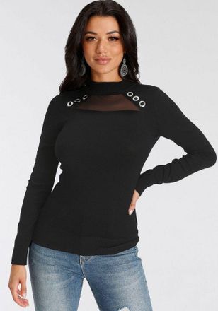 Melrose Strickpullover mit Nietendetails und Mesh-Einsatz