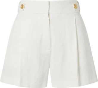 Elisabetta Franchi Femme, Shorts, Blanc, Taille: 38 FR Shorts en m&eacute;lange de lin avec bretelles
