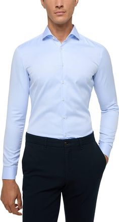 Eterna Super Slim Cover Hemd Langarm Haifischkragen hellblau Größe 44