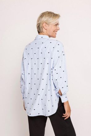 Zhrill Langarmbluse ZHLUCY Ringelbluse mit Stickerei l&auml;ssige Passform, mit Ringellook, mit Brusttaschen, mit Knopfleiste