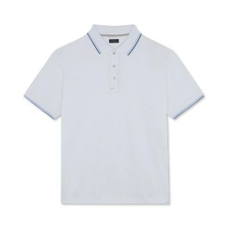 Paul & Shark Homme, Tops, Blanc, Taille: 4XL Polo en jersey de coton Perl&eacute; avec finitions ray&eacute;es