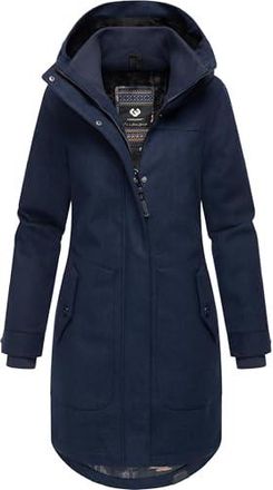Ragwear Manteau dhiver long respirant pour femme - Aspect laine - Veste dhiver chaude Jannisa Coat YOUMODO XS &agrave; 6XL, bleu marine, 4XL