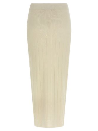 Max Mara Womens White Cashmere Midi Skirt