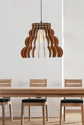 Opviq Elegant Cloudy Chandelier, Walnut MDF Body, 31 cm Height, 37 cm Diameter, Adjustable Cable, E27 Socket Max 40W | Perfect for Modern Spaces