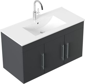 Magnolia Home Badm&ouml;bel Venezia grafit Waschtisch mit 3 Softclose T&uuml;ren