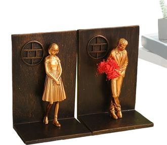 Generic Couple Statue Bookends - Resin Book Holder Stand Stopper | Paar Buchhalterstopper aus Kunstharz,Dekorative Buchstützen, Bücherregal-Dekoration für Fra