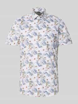 Olymp Level 5 Slim Fit Business-Hemd mit Kentkragen und floralem Print