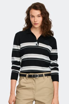 Canada Goose Gestreiftes Melrose Langarm-Poloshirt aus Strick