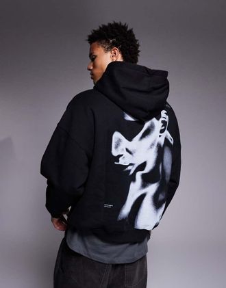 Vertere Berlin Transcendance - Sweat à capuche oversize à enfiler avec imprimé au dos - Noir