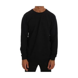 Daniele Alessandrini Eleganter schwarzer Baumwollpullover mit Rundhalsausschnitt - - Knitwear - Herren - Schwarzk - S