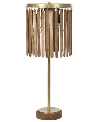 Beliani Tischlampe Mango-Holz dunkelbraun 1-flammig Wasserfall-Optik handgemacht Sabari