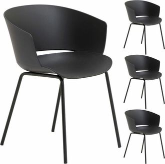 IDIMEX Lot de 4 chaises de jardin nivel en plastique noir