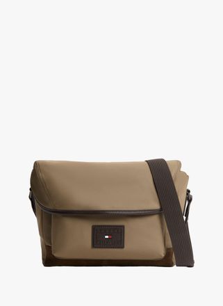 Tommy Hilfiger Besace unie &agrave; patch logo en cuir m&eacute;lang&eacute;