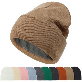 Dreshow Bonnet en Tricot Chaud pour Hommes et Femmes Bonnets Dhiver Unisexes Beanie Dhiver Extra Chaud pour le Temps Froid