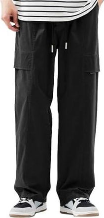 Generic Salopette ample mi-droite pour homme, pantalon de travail l&eacute;ger d&eacute;contract&eacute;, Noir, XXL