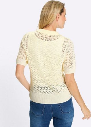 Heine Strickpullover Ajour-Pullover Kurzarm Ajour