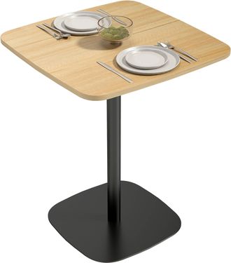 HOMCOM Esstisch, Modern K&uuml;chentisch f&uuml;r 2 Personen, 60 x 60 cm quadratischer Esszimmertisch mit Stahlgestell, f&uuml;r K&uuml;che, Esszimmer, Wohnzimmer, Naturholz