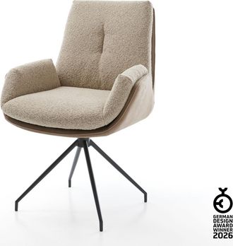 DELIFE Drehstuhl Clea-Flex Materialmix Schlamm Kreuzgestell konisch Schwarz 180&deg; drehbar, Esszimmerst&uuml;hle