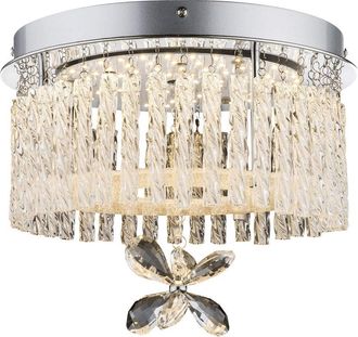 Globo Lighting Kronleuchter Deckenleuchte Deckenlampe Wohnzimmerleuchte Kristallleuchte, Glasbehang Kristalle klar, LED 12W 840Lm neutralweiß, DxH 28x22cm