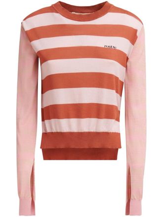 Marni pull en coton &agrave; rayures - Rose