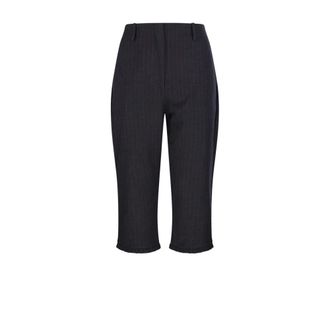 Ganni Femme, Shorts, Noir, Taille: 36 FR Pantalon capri &agrave; rayures tailleur