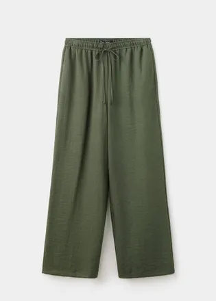 Mango Pantalon fluide textur&eacute; vert - Femme - XS - MANGO