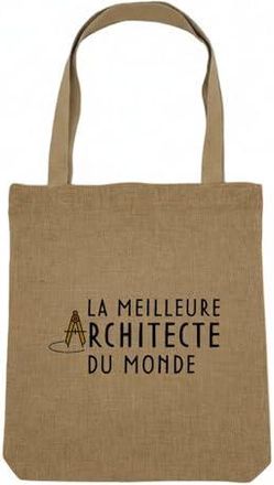 Fabulous Sac Shopping Tote Bag Aspect Lin - La Meilleure Architecte du Monde M&eacute;tier Job Architecture Art Monument - Sac de Courses Toile Epaisse 360g Beige Nat