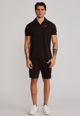 Siksilk Herren Braun Polo und Shorts Set XXL