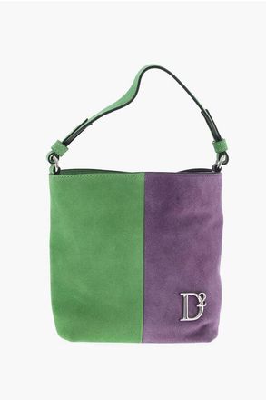 Dsquared2 Two-Tone Suede Top-Handle Bag With Silver Monogram size One Size