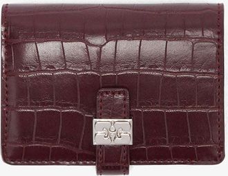 Ganni Schlanke Sue-Kroko-Geldb&ouml;rse mit Klappe in Burgunderrot rot
