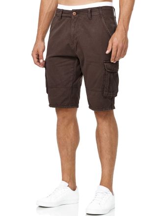 Indicode Herren Blixt Cargo Shorts mit 6 Taschen und G&uuml;rtel aus 100% Baumwolle | M&auml;nner Dk Brown, M