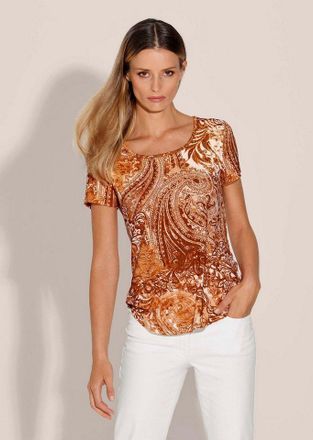 Madeleine Kurzarmshirt Sommerliches Shirt mit Alloverprint