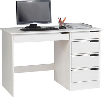 IDIMEX Bureau en pin massif hugo, lasuré blanc