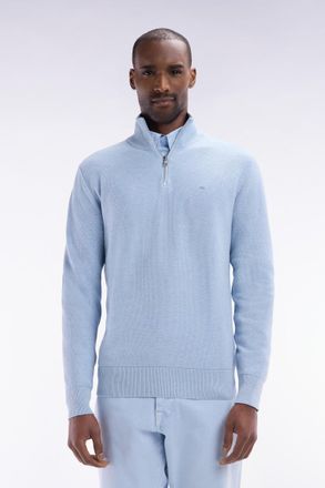 Eden Park Pull Col Camionneur En Coton Nid Dabeille Ciel Coupe Droite