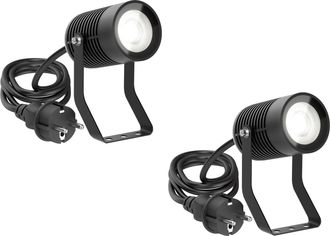 LEDs Com 2 St&uuml;ck Gartenstrahler SHINGA f&uuml;r au&szlig;en, IP65, Stecker, schwarz, inkl. GU10 LED Lampe 1179lm, wei&szlig;
