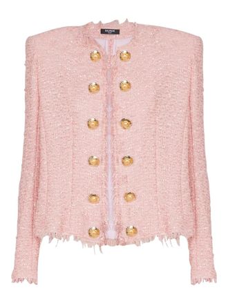 Balmain Tweed-Jacke mit Pailletten - Rosa