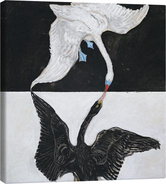 Posterlounge Der Schwan, Nr. 1 Leinwandbild von Hilma af Klint 30 x 30 cm Schwarz-Weiß Wandbilder Wanddeko