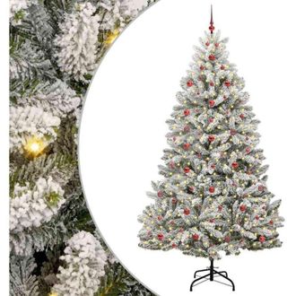 vidaXL K&uuml;nstlicher Weihnachtsbaum Gr&uuml;n und Wei&szlig; 240 cm PVC und Metall vidaXL