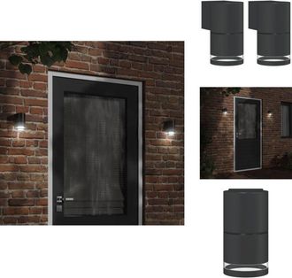 vidaXL Außenwandleuchten 2 Stk. Schwarz Aluminiumdruckguss - Außenleuchte - Wandleuchte - Gartenleuchte - LED-Leuchte - Edelstahl