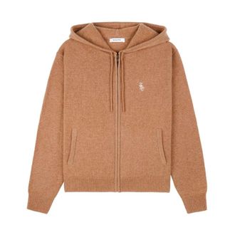 Sporty & Rich Femme, Sweatshirts et sweats &agrave; capuche, Brun, Taille: 42 FR SRC Cashmere Zip Sweat &agrave; capuche