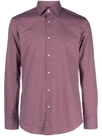 BOSS chemise Hank Kent à motif monogrammé - Rouge