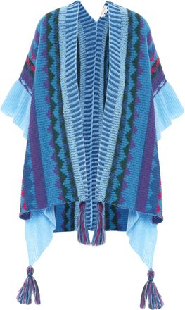 Usha Poncho Frauen Blau Mehrfarbig