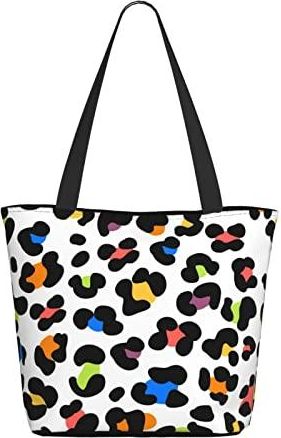 AOOEDM Sac shopping pour femme imprim&eacute; l&eacute;opard color&eacute; 33 x 28 x 19 cm. Le cadeau parfait pour la Saint-Valentin. Cest de la Saint-Valentin pour maman, fille,