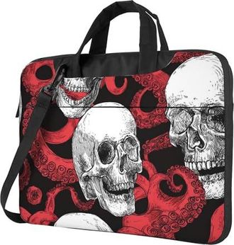 Generic Sac pour ordinateur portable de 15,6, motif squelette dHalloween avec bandouli&egrave;re, housse de protection antichoc pour homme et femme, multicolore, 15.