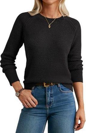 Grace Karin Pull &agrave; manches longues en laine m&eacute;rinos m&eacute;lang&eacute;e &agrave; col rond pour femme, tricot classique pour lautomne et lhiver, Noir, M