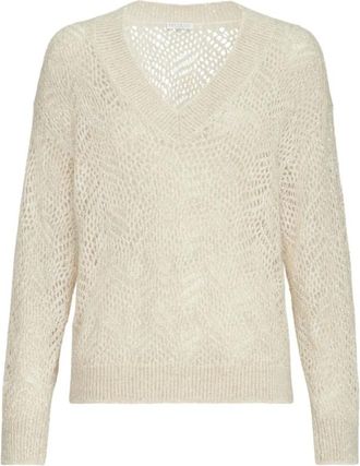 Brunello Cucinelli Femme, Pulls, Beige, Taille: 42 FR Pull col en V