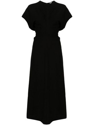 Toteme robe mi-longue plissée à taille ample - Noir