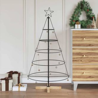 Festnight Weihnachtsbaum Metall Kegelform Schwarz 125 cm Tannenbaum Metallgestell Weihnachtsdeko Innen Christbaum Gestell Metallbaum DIY Weinachtsdekorationen C