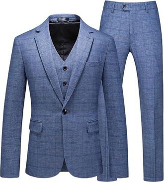 Generic Ensemble Blazer et Pantalon de Smoking pour Homme, idéal pour Les Occasions Formelles (Mariage, Bal de Promo, Bureau). Veste Smoking à Carreaux Homme,